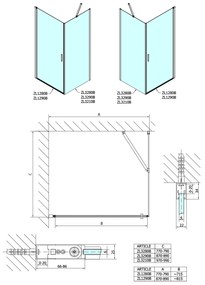 Polysan, ZOOM LINE BLACK sprchová boční stěna 800mm, čiré sklo, ZL3280B