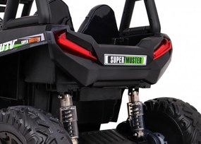 Ramiz Elektrická terénní bugina UTV pro děti zelená + dálkové ovládání + zavazadlový prostor + pomalý start + EVA kola + MP3 LED