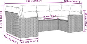vidaXL 6dílná zahradní sedací souprava s poduškami polyratan [3258661] Barva: béžová a šedá