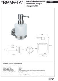 Bemeta Design NEO: Dávkovač mýdla, 200 ml -