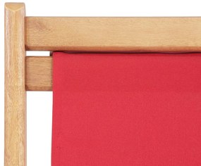 Skládací plážové křeslo látka a dřevěný rám červené - Default Title