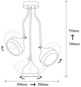Závěsný lustr Yildo XII bílo-zlatý