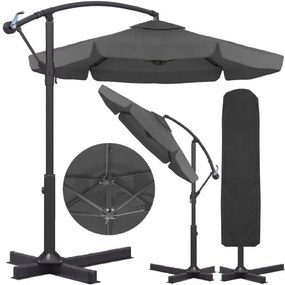 Zahradní skládací slunečník ARCADIA 300 cm, šedý