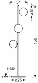 Černá stojací lampa Kama pro žárovku 3x G9  - Candellux