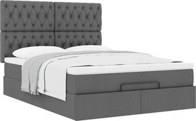 Osmanský rám postele s matrací tmavě šedá 140x190cm textil 3313238