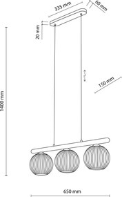 TK Lighting Závěsný lustr Virlo s dekorem dřeva pro žárovku 3x E14 TK11079