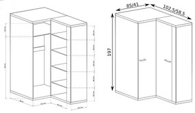 Casarredo Šatní skříň rohová PILETAS M-14 dub hickory