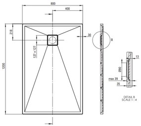 Aplomo Correo obdélníková sprchová vanička, černá Rozměr vaničky: 140x80cm