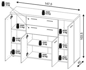 Komoda BRUNO dub sonoma/bílá