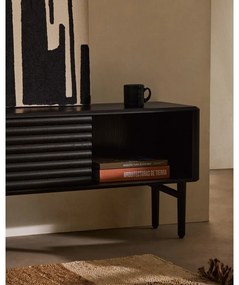 Černý TV stolek v dekoru dubu 200x57x35 cm Lenon – Kave Home