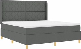 Postel s boxspringem s čelo Tmavě šedá 180 x 200 cm textil 3341911