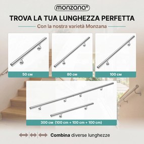 Monzana Zábradlí sada 3 ks nerezová ocel 4,2 × 300 cm