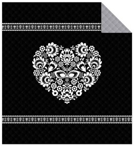 DETEXPOL Přehoz na postel Srdce černá  Polyester, 170/210 cm