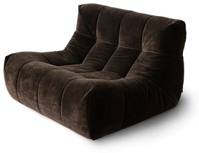 Hnědá sametová pěnová lenoška Lazy Lounge espresso - 105*105*75 cm