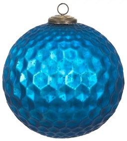 Modrá vánoční skleněná koule XL – 25x25 cm