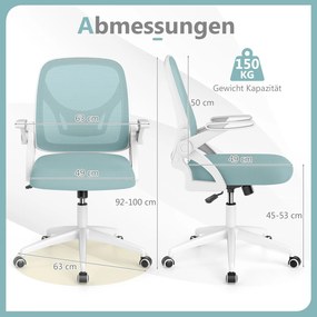 Costway Ergonomická kancelářská židle se sklopnými područkami a houpací pracovní