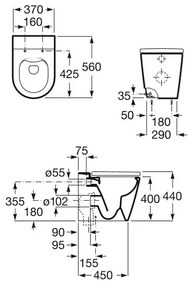 Roca Inspira WC stojící Rimless, bílá A347526000