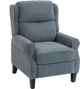 HOMCOM nastavitelná relaxační křeslo z teddym fleece, relaxační křeslo s vysouvací podnožkou, polstrované sedadlo, šedá 83B-604V00GY