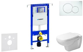 Geberit Duofix - Modul pro závěsné WC s tlačítkem Sigma01, alpská bílá + Duravit D-Code - WC a sedátko, Rimless, SoftClose 111.355.00.5 NH1