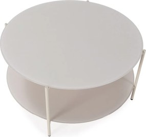 Krémový kulatý konferenční stolek se skleněnou deskou ø 83 cm Davi – MOME