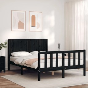 Rám postele s čelem černý 140 x 200 cm masivní dřevo,  3192950 HangarStore.cz
