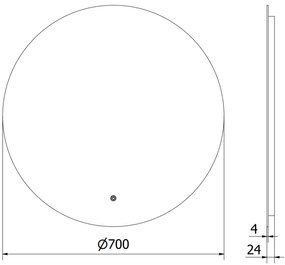 Mexen Erg, kulaté LED podsvícené koupelnové zrcadlo 70 cm, 6000K, topná podložka proti zamlžování, 9823-070-070-611-00