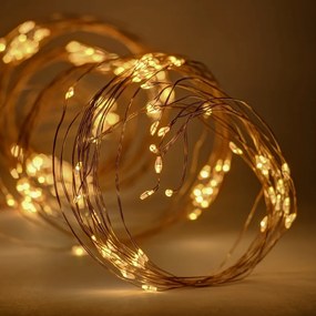 LED světelný řetěz, kapičky, 12 pramenů × 1,5 m venkovní, teple bílá, 180 diod, měděný kabel, IP44, vč. zdroje