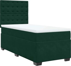 Box spring postel s matrací tmavě zelená 90x190 cm samet 3293101