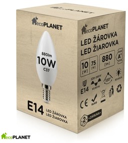 BERGE LED žárovka - ecoPLANET - E14 - 10W - svíčka - 880Lm - teplá bílá