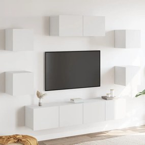 7dílný set TV skříněk bílý kompozitní dřevo 3114510
