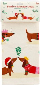 Bavlněná utěrka 70x50 cm Festive Sausage Dog – Rex London