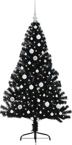 Umělý osvětlený vánoční stromeček Černá 150 cm PVC 3397131