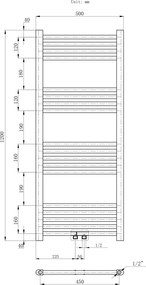Gamma Erga Simple, topné těleso 1200x500 mm, 487 W, bílá, ERG-LAV-SIMP-12050-WH