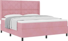 Postel s boxspringem s čelo Růžová 180 x 200 cm samet 3342079