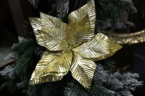 Zlatá lesklá vánoční růže 28cm