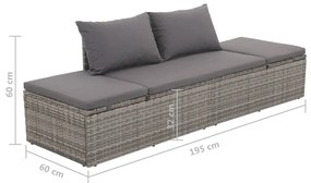 Zahradní postel šedá 195 x 60 cm polyratan - Default Title