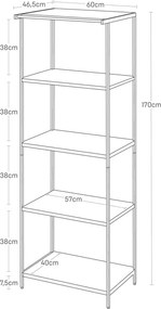 Matně bílý ocelový regál 60x170x46,5 cm Tower – YAMAZAKI
