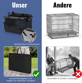 Costway Skládací box na psa se 2 otvory, oknem a síťovaným košíkem box