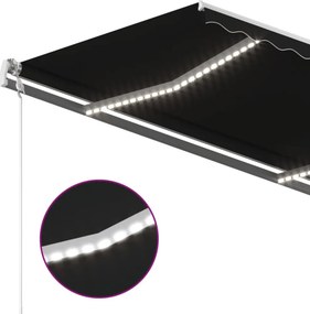 Ručně zatahovací markýza s LED světlem 450 x 350 cm antracitová 3069004