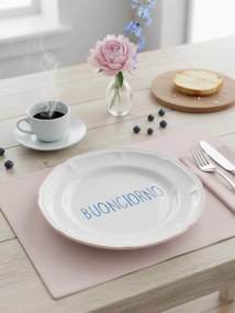Sinsay - Keramický talíř s nápisem Buongiorno - pastelová růžová