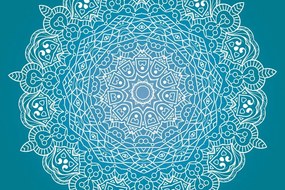 Tapeta meditační Mandala na modrém pozadí - 450x300 cm