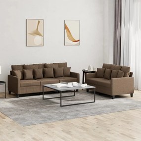 2dílná sedací souprava s poduškami hnědá textil 3201667