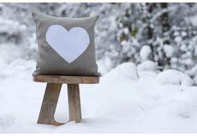 Nelly Lněný dekorativní povlak na polštář - přírodní s bílým srdcem