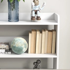 HOMCOM Knihovna s Úložným Prostorem rozměr 90Š x 24H x 91V cm 4 Úrovně 3 Zadní Panely Dřevovláknité Desky Bílá