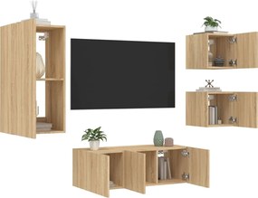 vidaXL 5dílná obývací stěna s LED kompozitní dřevo [3216829] Barva: dub sonoma