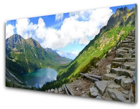 Obraz na skle Hory Krajina 100x50 cm