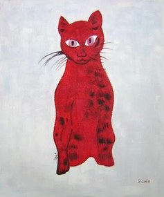 Červená kočka - 60 x 90 cm