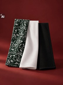 Sinsay - Kuchyňské utěrky s vánočním motivem 3 pack - zelená