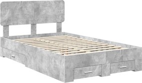Rám postele s čelo Betonově šedá 135 x 190 cm Kompozitní dřevo 3412385