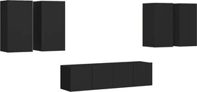 vidaXL 6dílný set TV skříněk dřevotříska [3078784] Barva: Černá